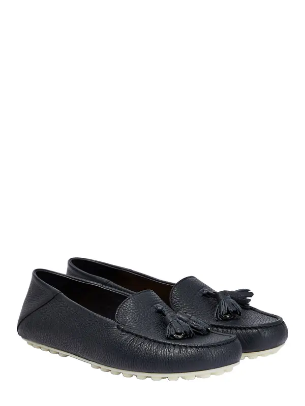 Loro Piana Dot Sole Leather Moccasins - Blue