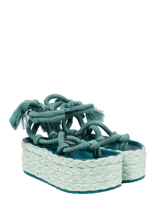 Isabel Marant Elif Platform Espadrille Sandals - Green