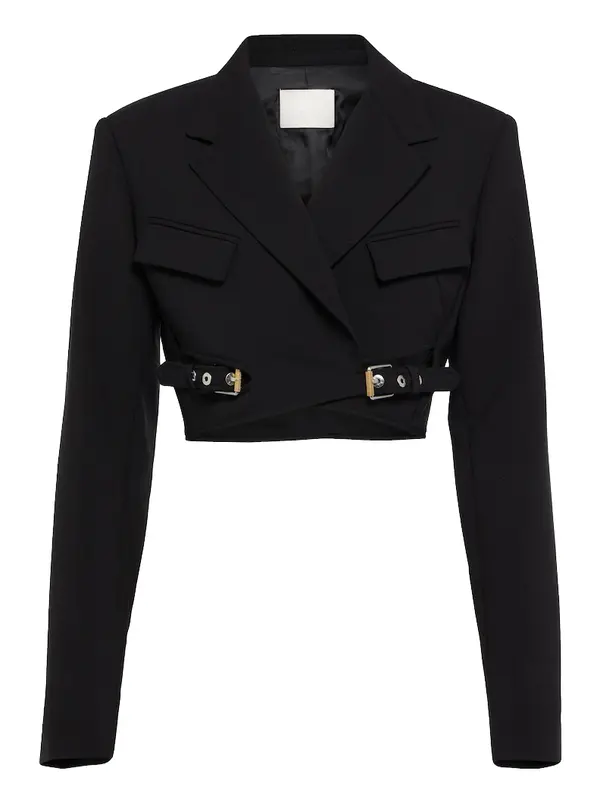 DION LEE Interlock Belted Cropped Blazer - Black