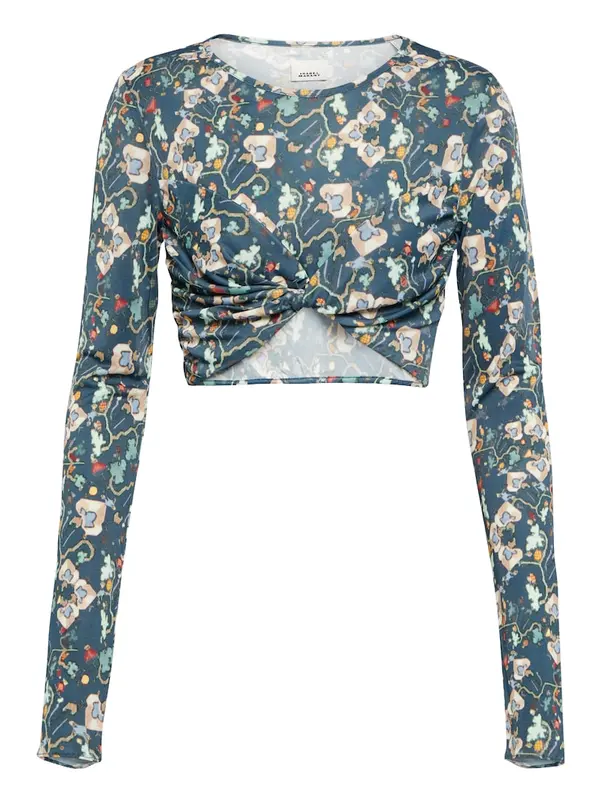 Isabel Marant Jinea Floral Jersey Crop Top - Green