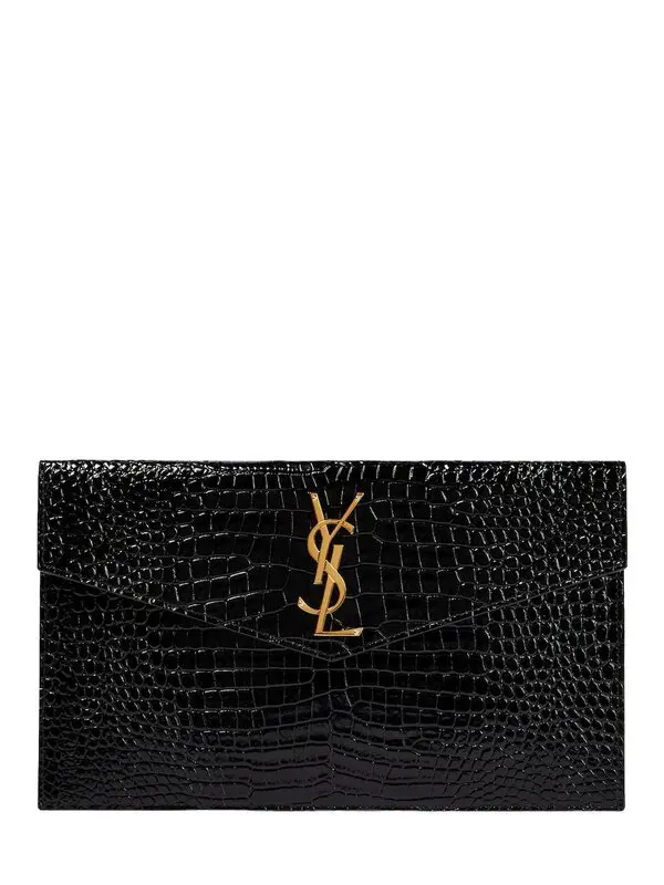 Saint Laurent Uptown Patent Leather Clutch - Black