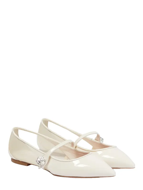 ROGER VIVIER Cube B Patent Leather Ballerinas - White