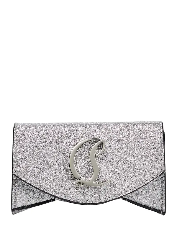 CHRISTIAN LOUBOUTIN Loubi54 Mini Glitter Shoulder Bag - Silver