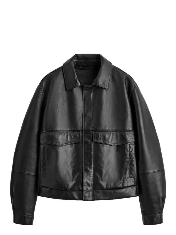 Cos Leather Blouson Jacket - Black