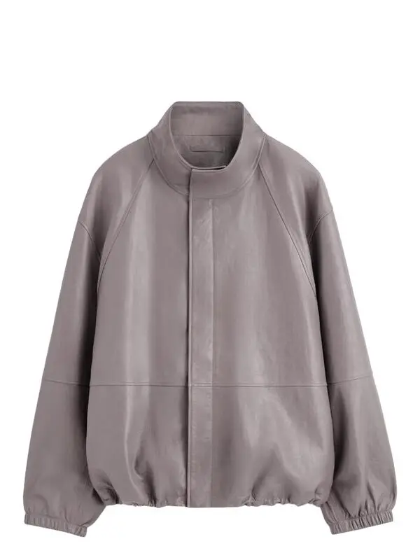 Cos Leather Blouson Jacket - Gray