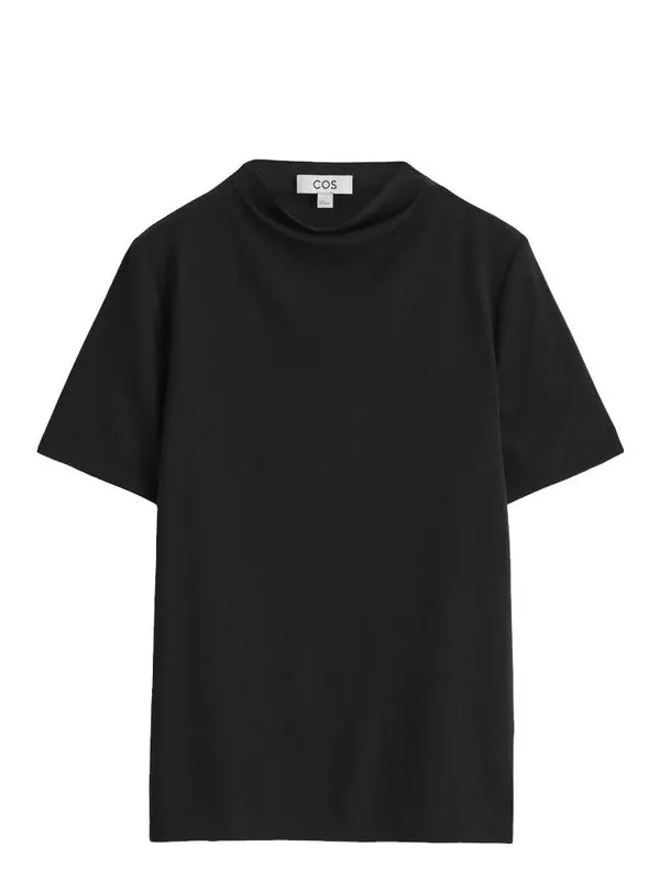 Cos Cropped Jersey T-shirt - Black