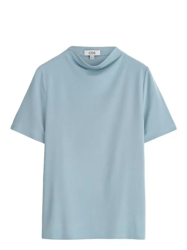 Cos Cropped Jersey T-shirt - Blue