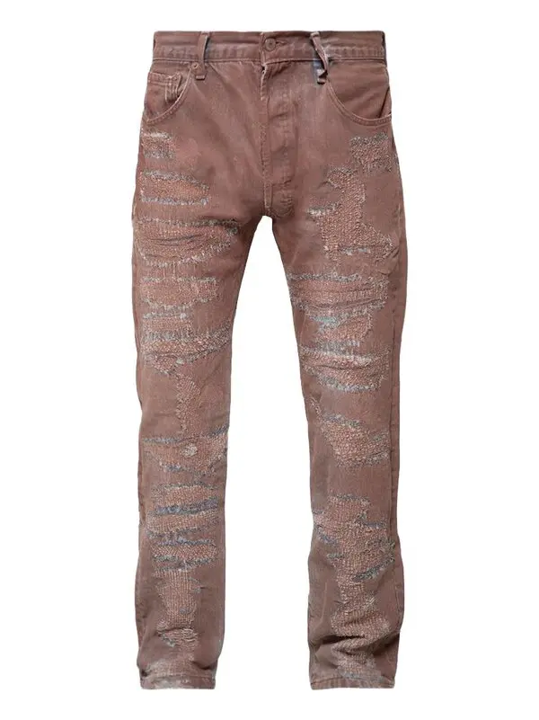 NOTSONORMAL Distressed Denim Jeans - Earth Brown
