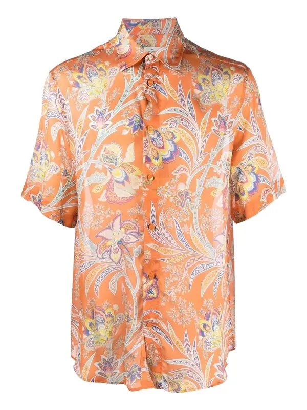 Etro Paisley-print Silk Shirt - Orange