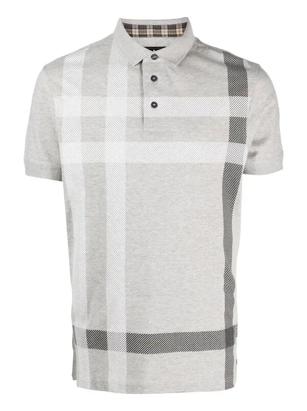 Barbour Checked Polo Shirt - Grey