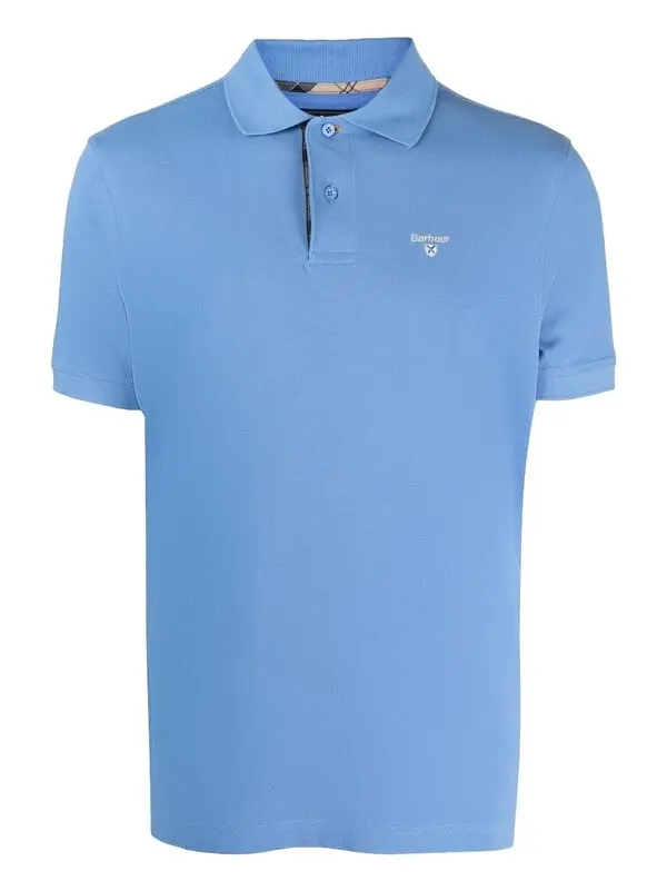 Barbour Tartan-trim Embroidered-logo Polo Shirt - Blue