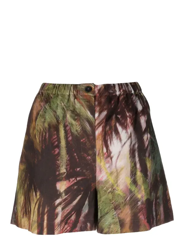 Alanui Tropical-print Thigh Length Shorts - Green