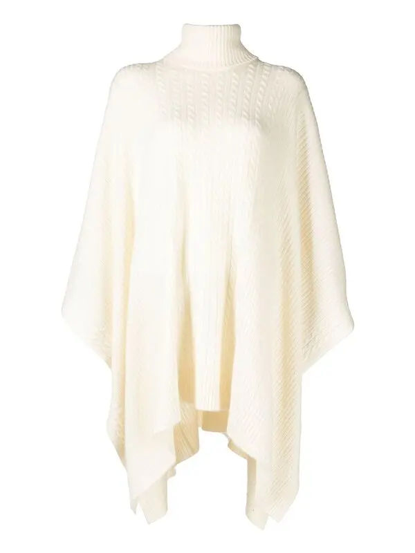 MADELEINE THOMPSON Petunia Cable-knit Poncho - White
