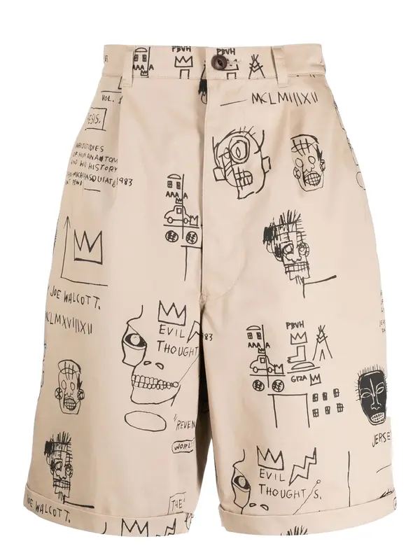 Junya Watanabe Basquiat-style Chino Shorts - Brown