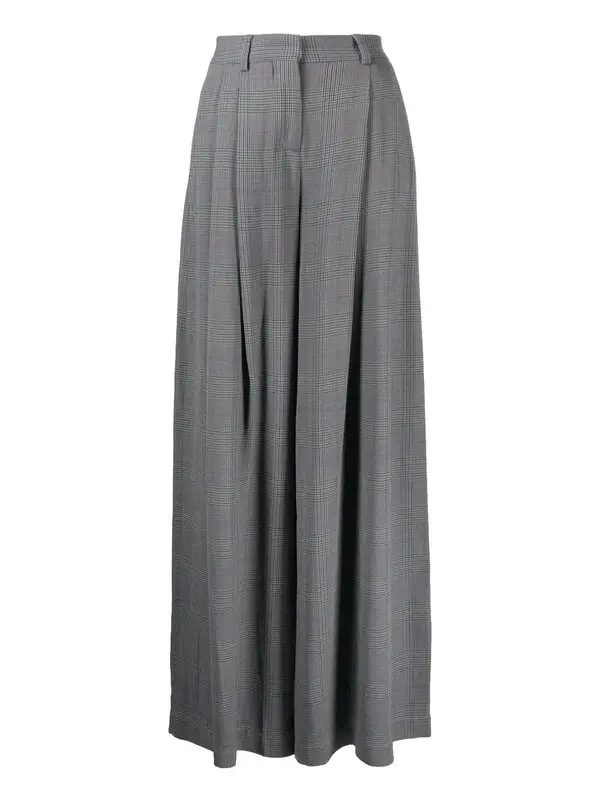 Off-White Checked Wide-leg Trousers - Grey