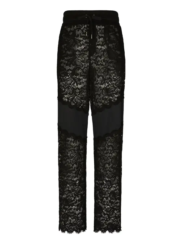 Dolce & Gabbana Cordonetto-lace Track Pants - Black