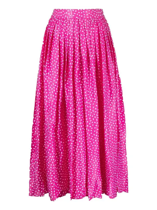 Off-White Pleated Polka Dot Trousers - Pink