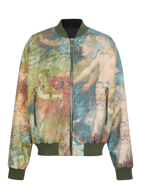 Balmain Painting-print Reversible Bomber Jacket - Green
