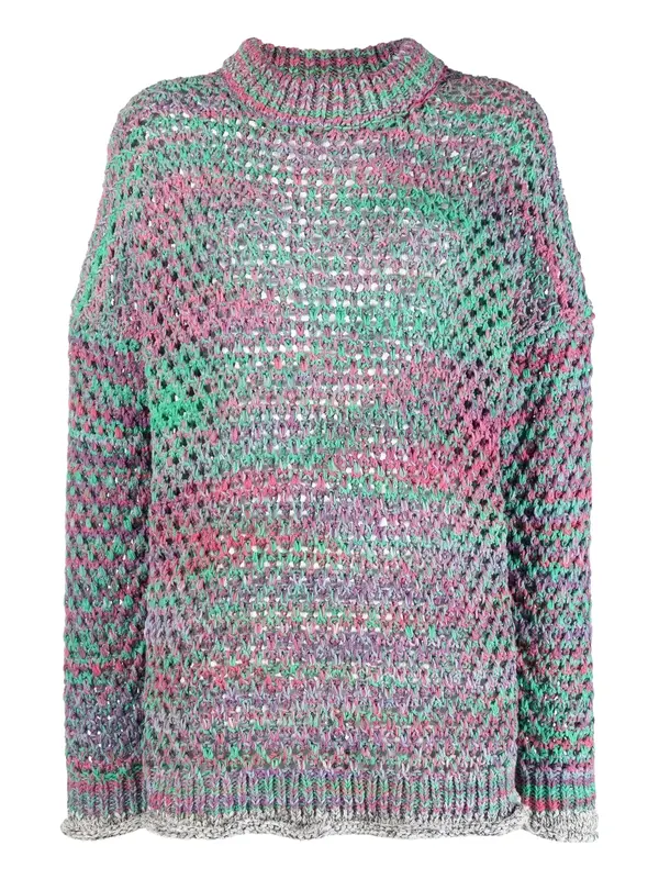 Attico Crew Neck Crocheted Jumper - Pink