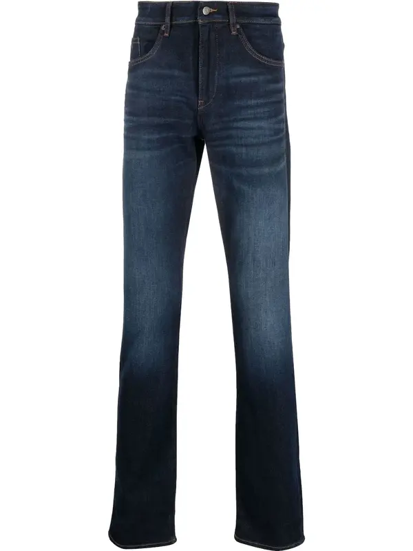 BOSS Washed Straight-leg Jeans - Blue