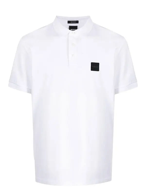 BOSS Logo-patch Detail Cotton Polo Shirt - White