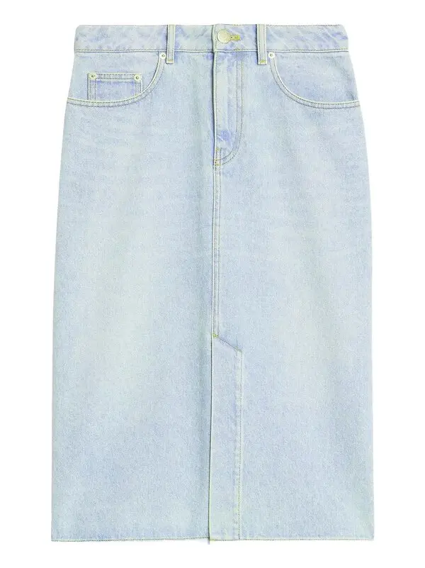 Ami Denim Pencil Midi Skirt - Blue