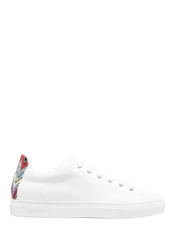 Missoni Zigzag-trimmed Leather Sneakers - White