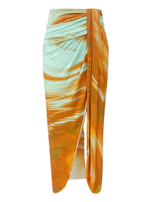 Simkhai Gwena Marble High-waisted Skirt - Orange
