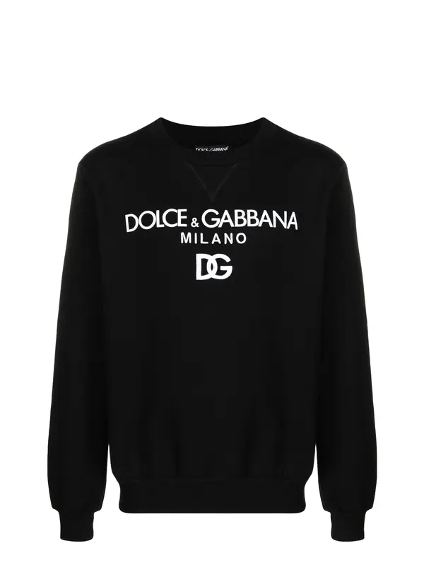 Dolce & Gabbana Logo-embroidered Cotton Sweatshirt - Black