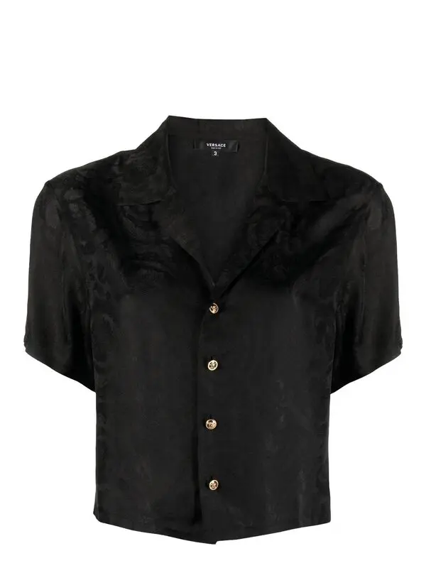 Versace Barocco Jacquard Pajama Top - Black