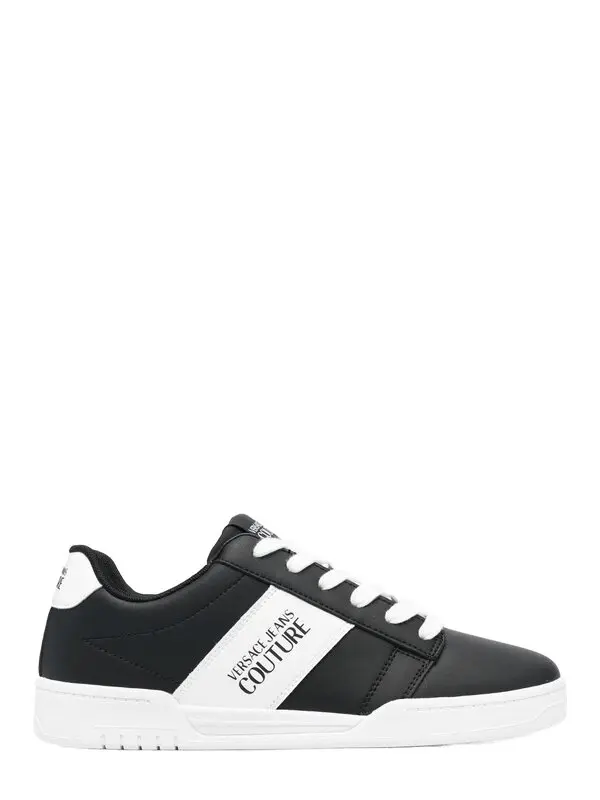 Versace Logo Print Low-top Sneakers - Black