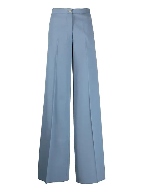 Giuliva Heritage Cornflower Virgin Wool Blend High-waisted Wide-leg Trousers - Blue