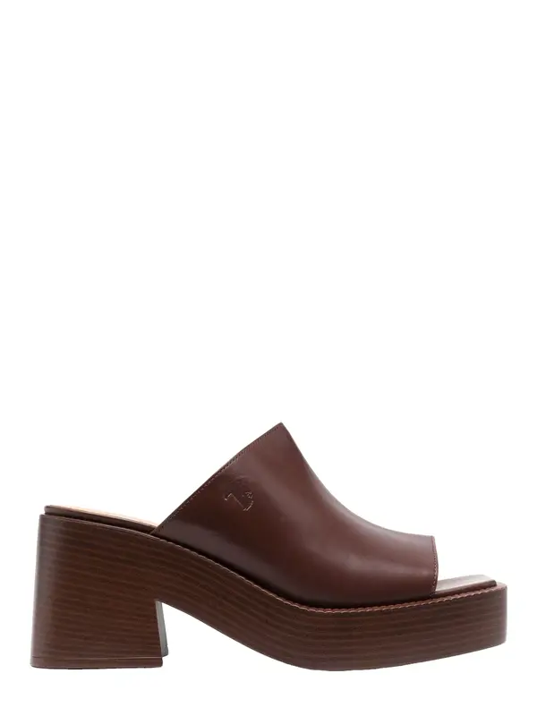 TOD'S 80mm Leather Platform Sandals - Brown