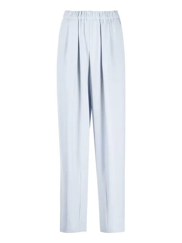 Emporio Armani Pleat-detail Straight-leg Trousers - Blue
