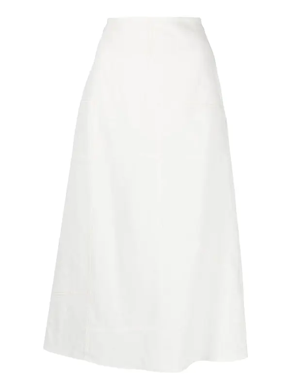 JIL SANDER Flared Panelled Midi Skirt - White