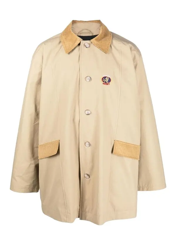 Martine Rose Corduroy-trimmed Buttoned Trench Coat - Brown