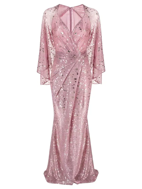 Talbot Runhof V-neck Draped Gown - Pink