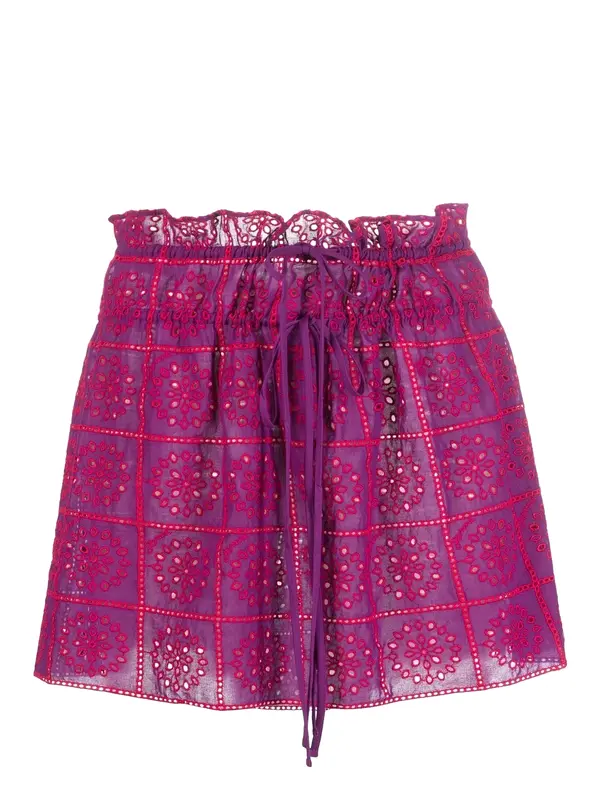 GANNI Broderie Anglaise Organic Cotton Miniskirt - Pink