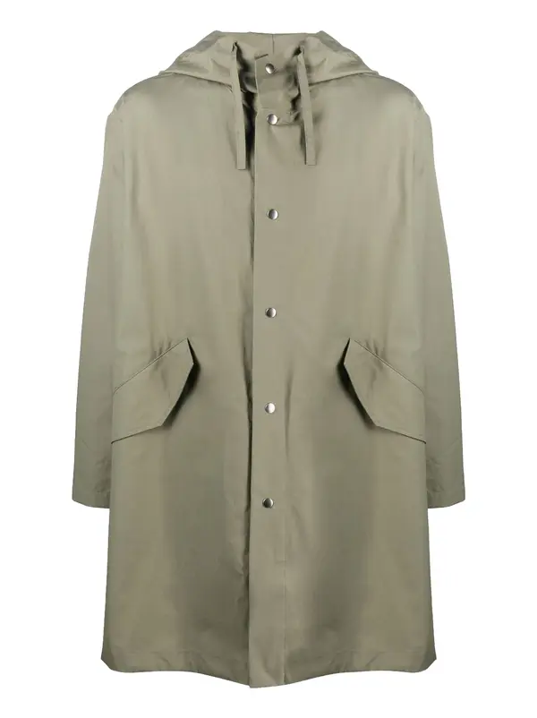 JIL SANDER Rear Logo-print Hooded Coat - Green
