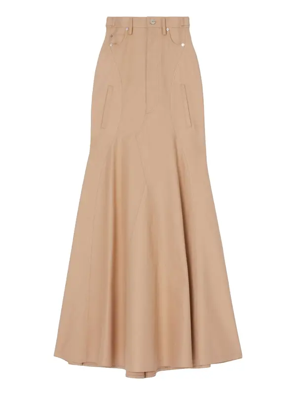 Burberry Gabardine Cotton Full Skirt - Neutrals