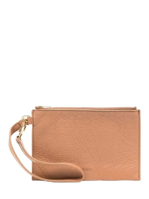 YU MEI Embossed Logo Detail Clutch - Brown