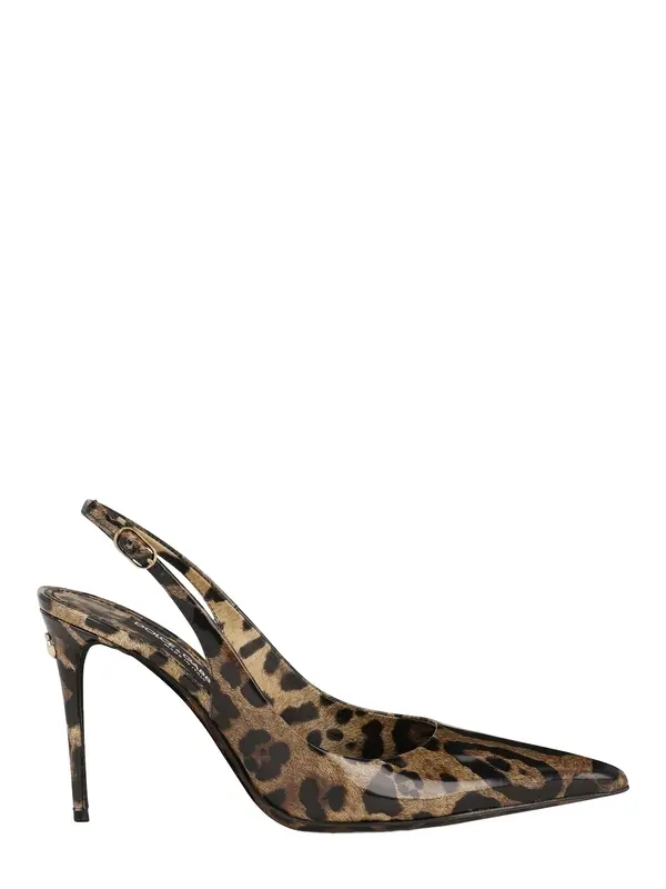 Dolce & Gabbana Leopard-print Slingback Pumps - Brown