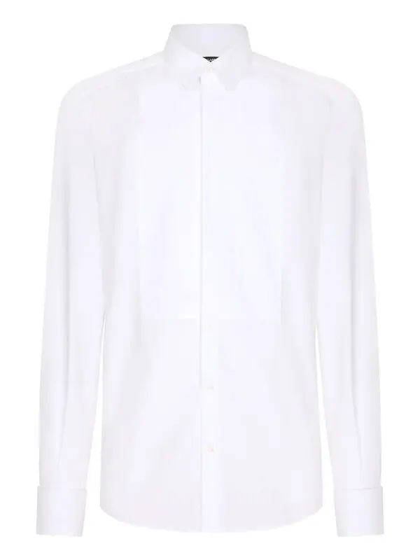 Dolce & Gabbana Gold-fit Cotton Tuxedo Shirt - White