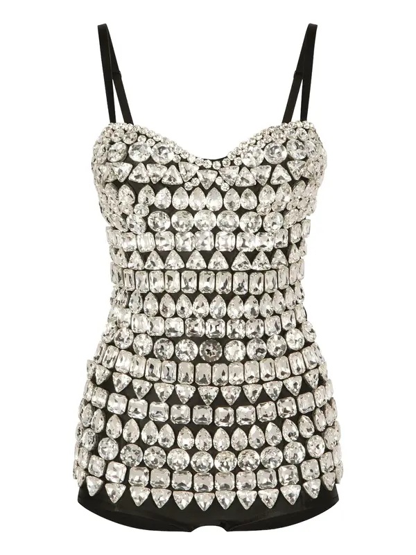 Dolce & Gabbana Rhinestone-embellished Bodysuit - Black