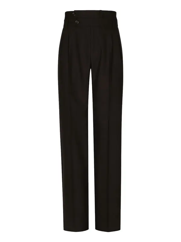 Dolce & Gabbana Silk-cotton Tailored Trousers - Black