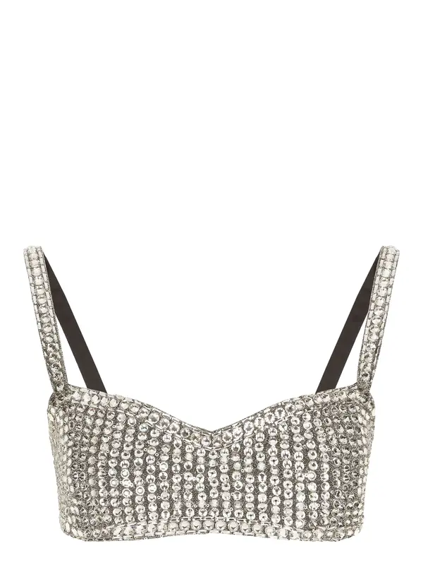 Dolce & Gabbana Rhinestone-embellished Crop Top - Silver
