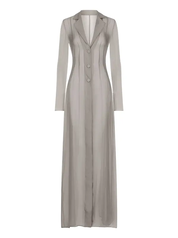 Dolce & Gabbana Silk Duster Coat - Grey