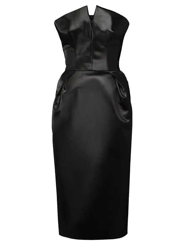 MAISON MARGIELA Cintzed Satin Midi Dress - Black