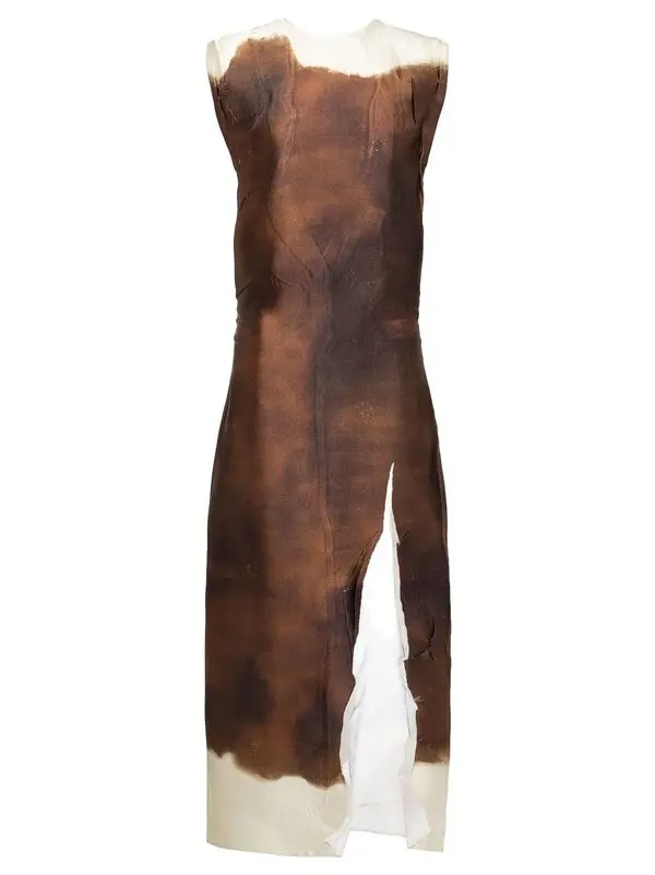 Prada Printed Satin Maxi Dress - Brown