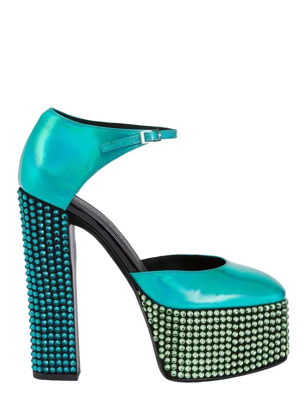GIUSEPPE ZANOTTI 150mm Bebe Strass Pumps - Green